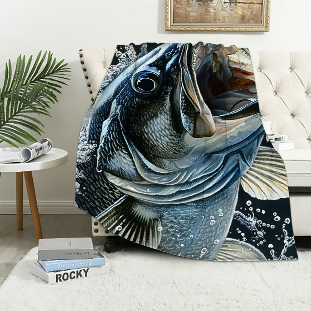 Shiartex Fishing Blanket, Fisherman Gifts, Fishing Collage Throw, Soft ...
