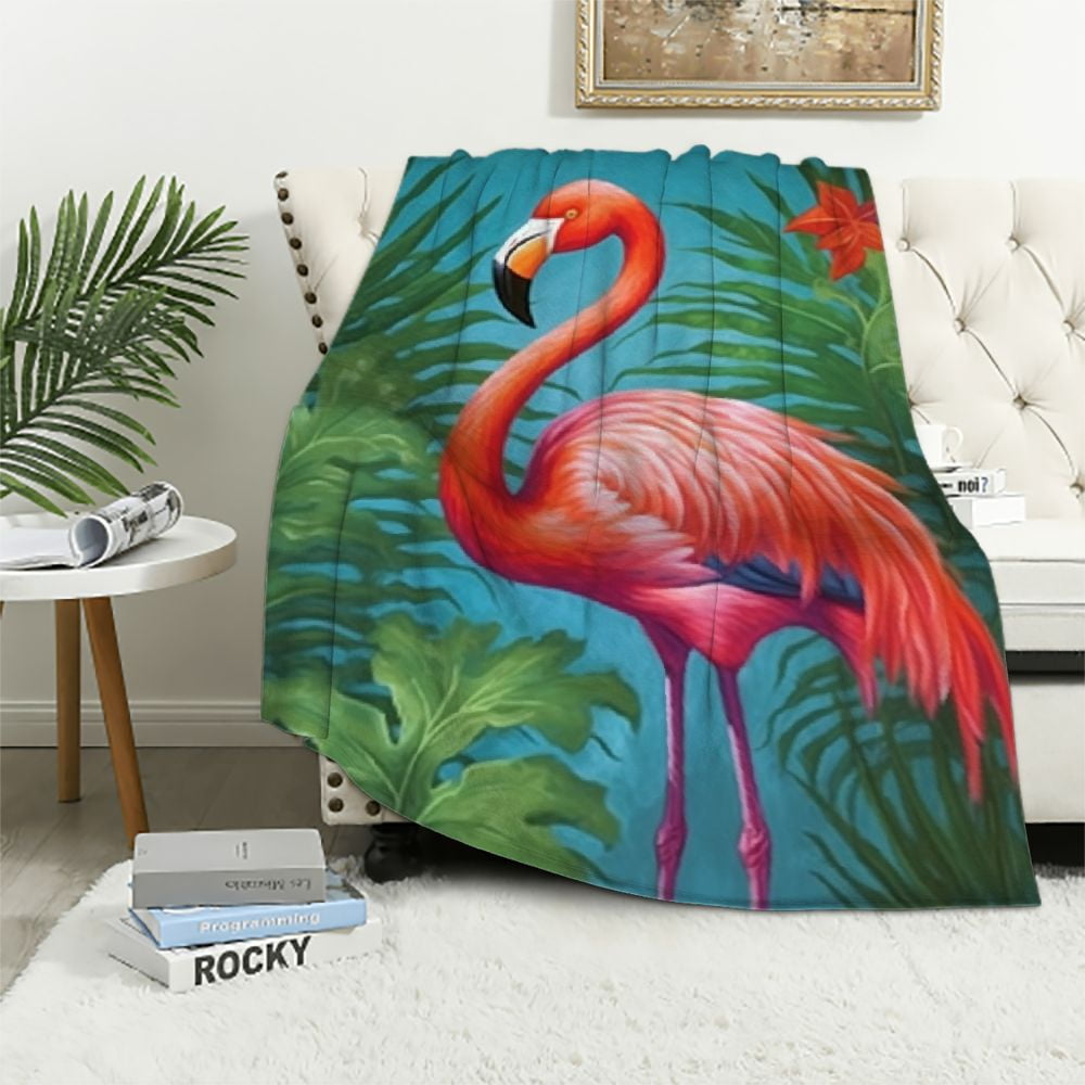 Shiartex Flamingo Palm Leaves Tropical Throw Blanket Lightweight for ...