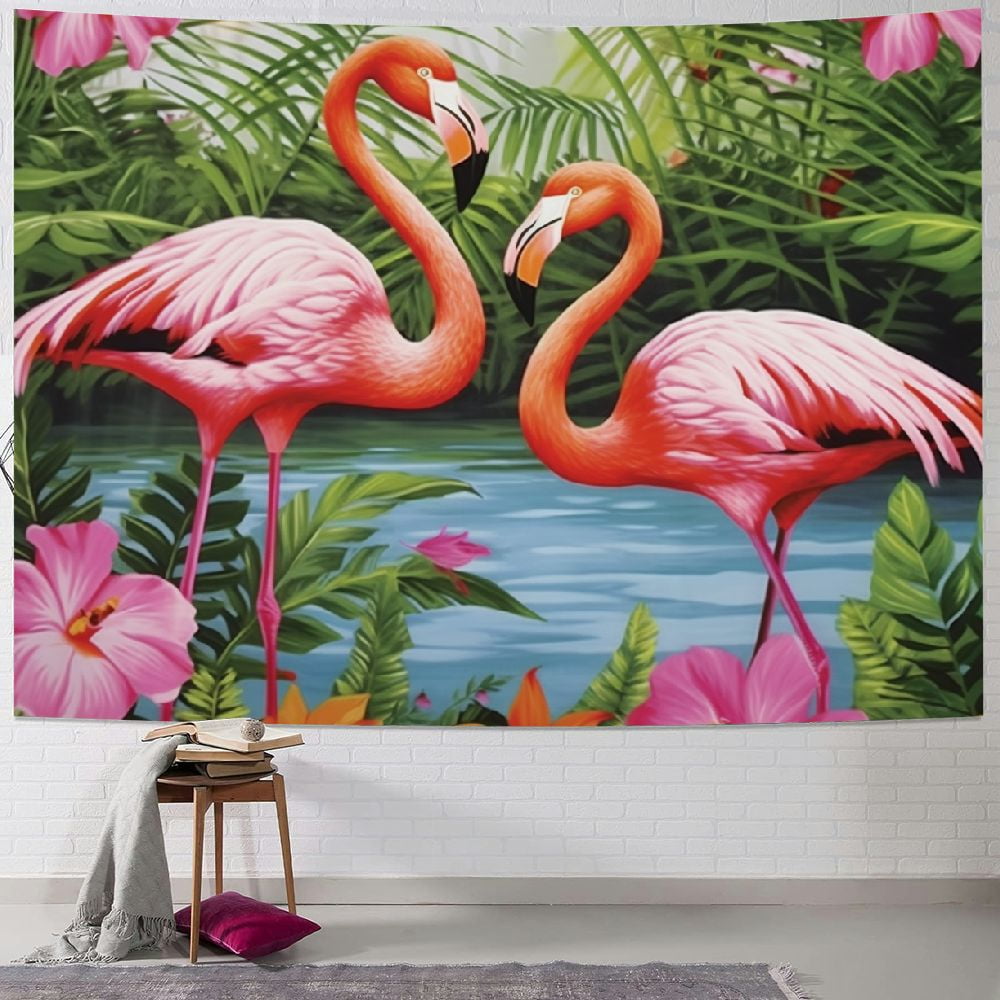Shiartex Flamingo Tapestry, an Illustration of Birds with The Tropical ...
