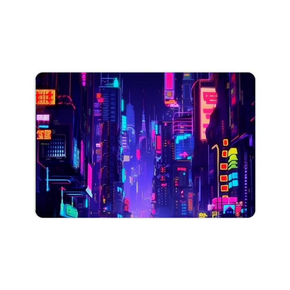 Shiartex Floor Mat Rug Neon Lights Cyberpunk Art Buildings for Home ...