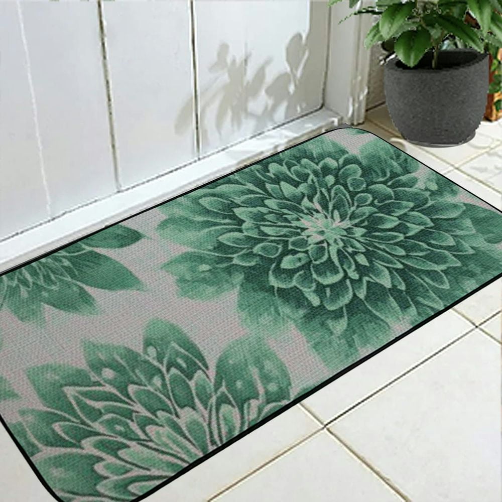 Shiartex Flower Pattern Green Floor Mat Entryway Hallway Outside - Felt ...