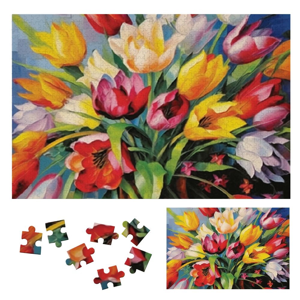Shiartex Flower Puzzles for Adults, Colorful Tulip Flower Puzzle, Oil ...