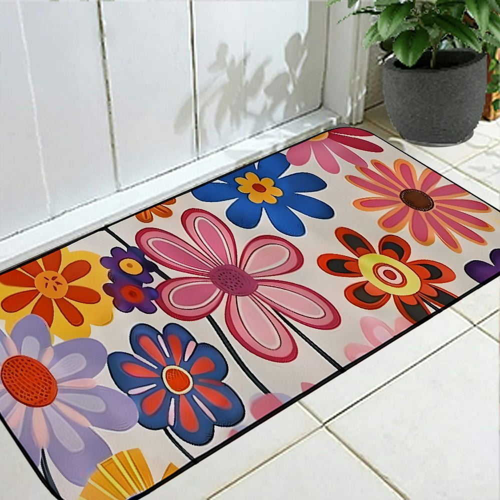 Shiartex Flowers Annabel Kidston Folk Art Felt Square Floor Mat for ...