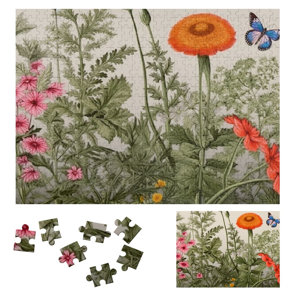 Shiartex Flowers Butterfly Fine Foliage Wooden Jigsaw Puzzle ...