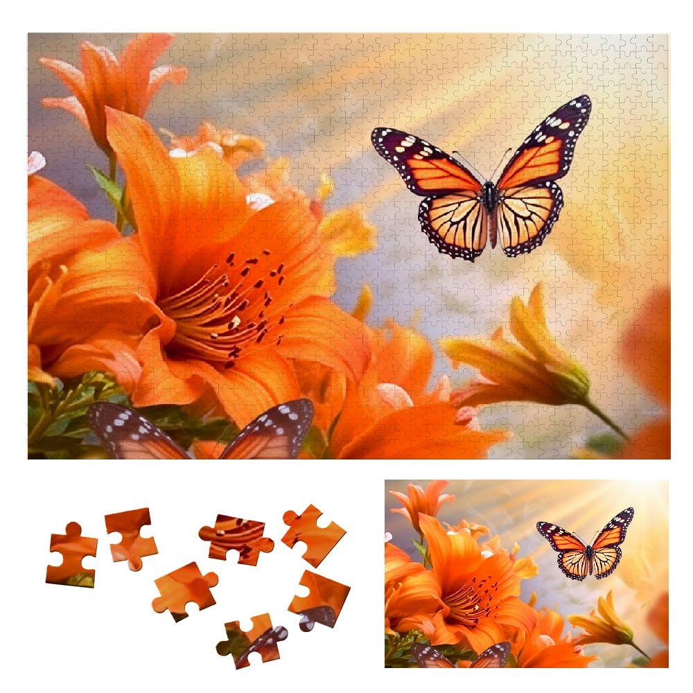 Shiartex Flowers Butterfly Sunny Day Wooden Jigsaw Puzzle for Adults ...