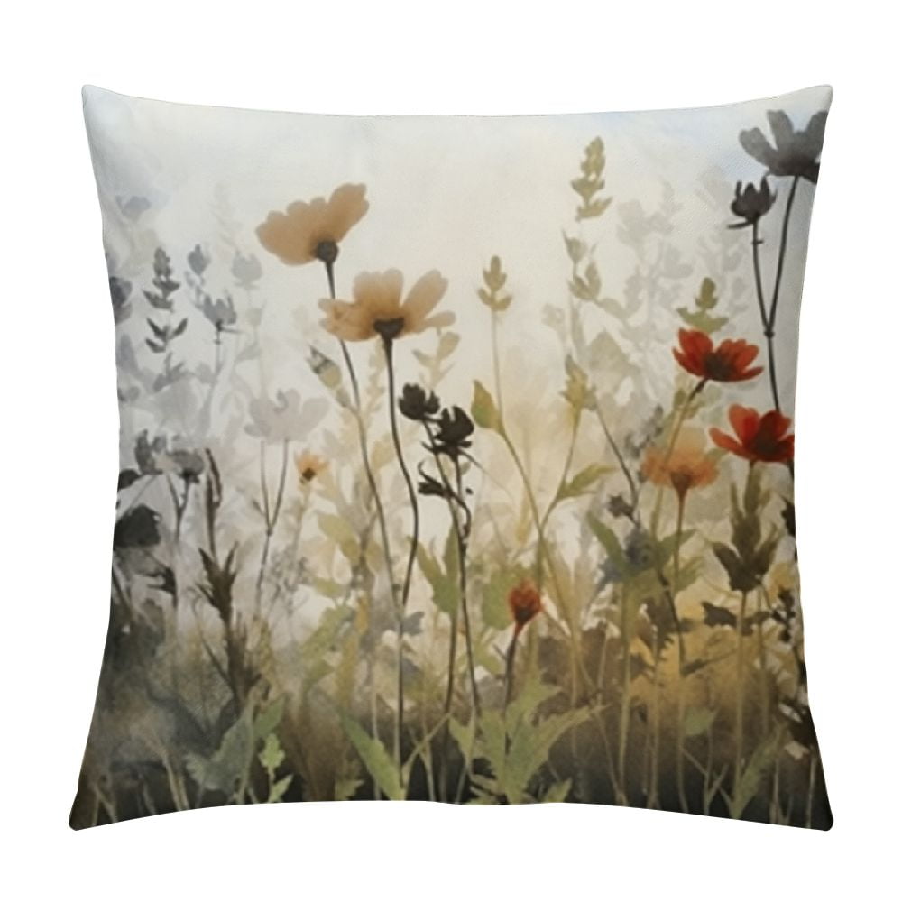 Shiartex Flowers Pillow Covers Garden Floral Throw Pillow Covers Modern ...
