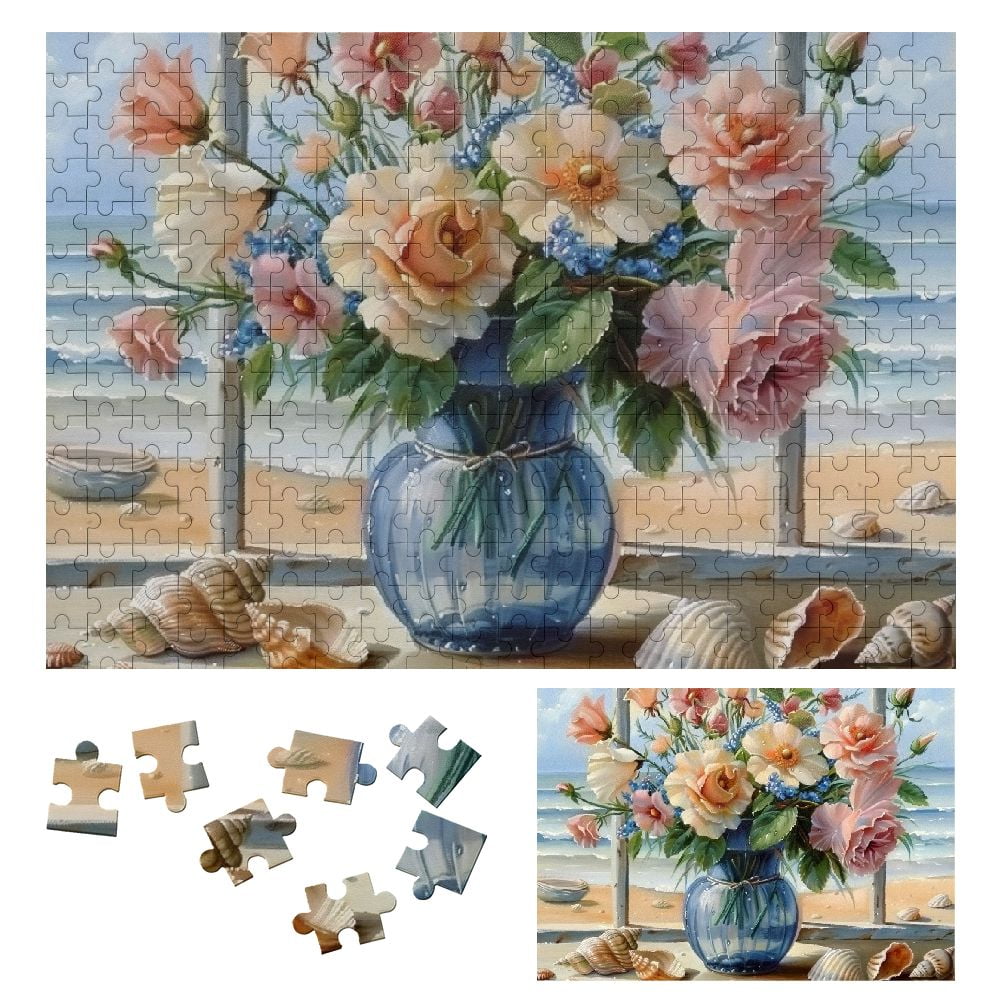 Shiartex Flowers Sea Shells Window Wooden Jigsaw Puzzle, Challenging ...