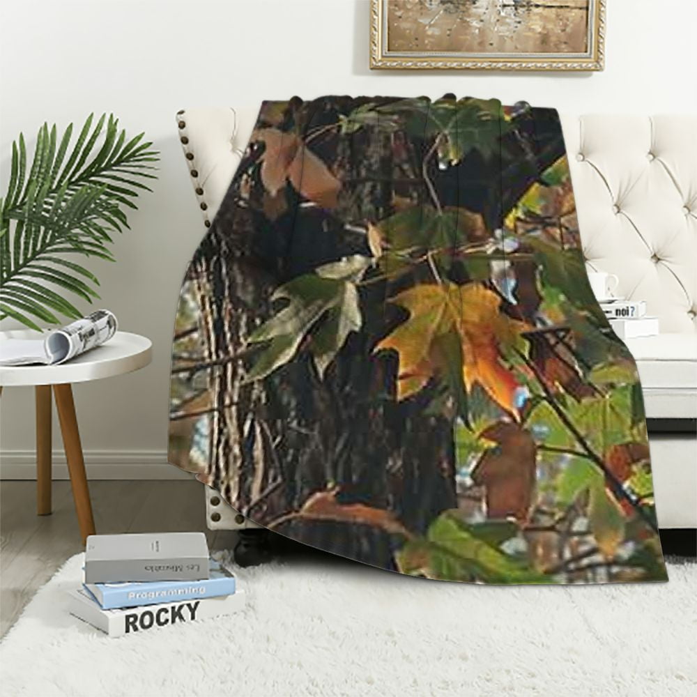 Shiartex Forest Camouflage Flannel Blankets, Forest Camo Conifer Oak ...