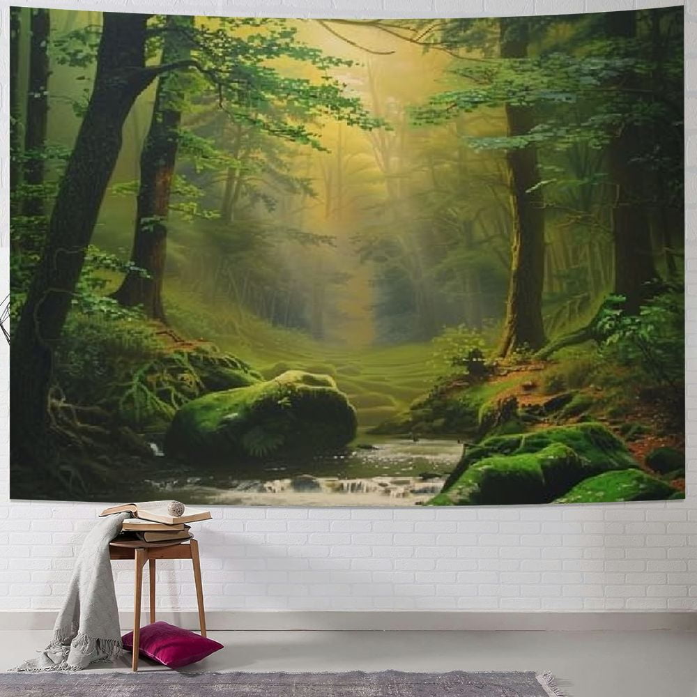 Shiartex Forest Tapestry Nature Tree Cave Tapestry Wall Hanging Misty ...