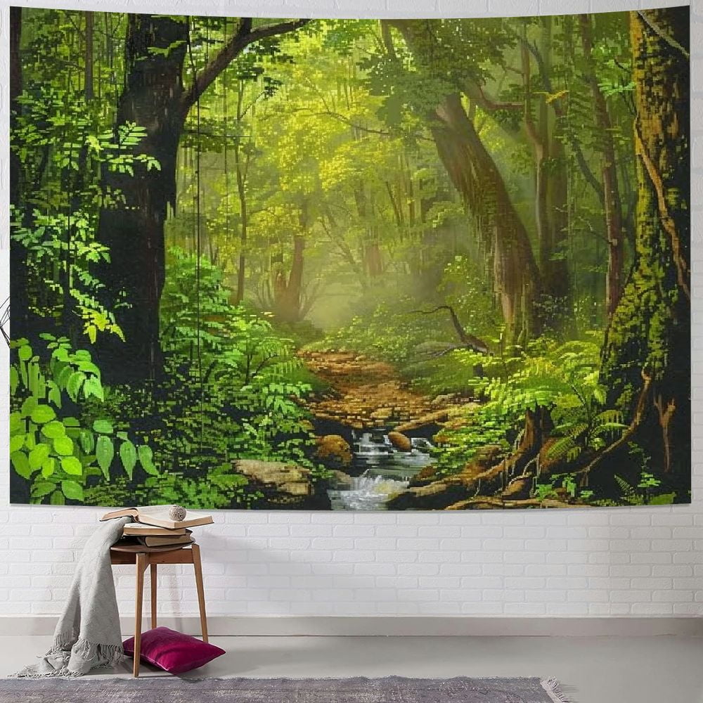 Shiartex Forest Tapestry Nature Tree Cave Tapestry Wall Hanging Misty ...