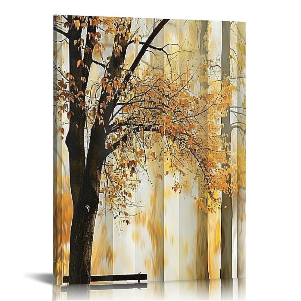 Shiartex Forest Tree Canvas Wall art Lake Painting Autumn Tree Forest ...