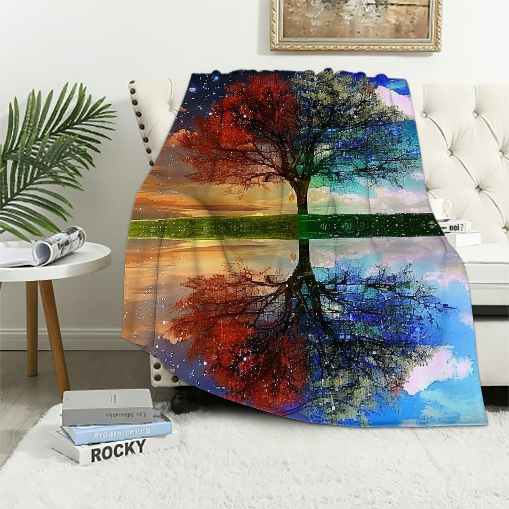 Shiartex Four Seasons Tree Pattern Super Soft Throw Blanket Comfortable ...