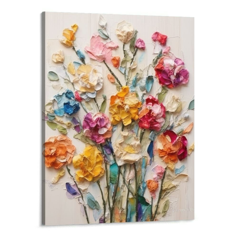 Shiartex Framed Colorful Floral Canvas Wall Art Flowers Rose ...