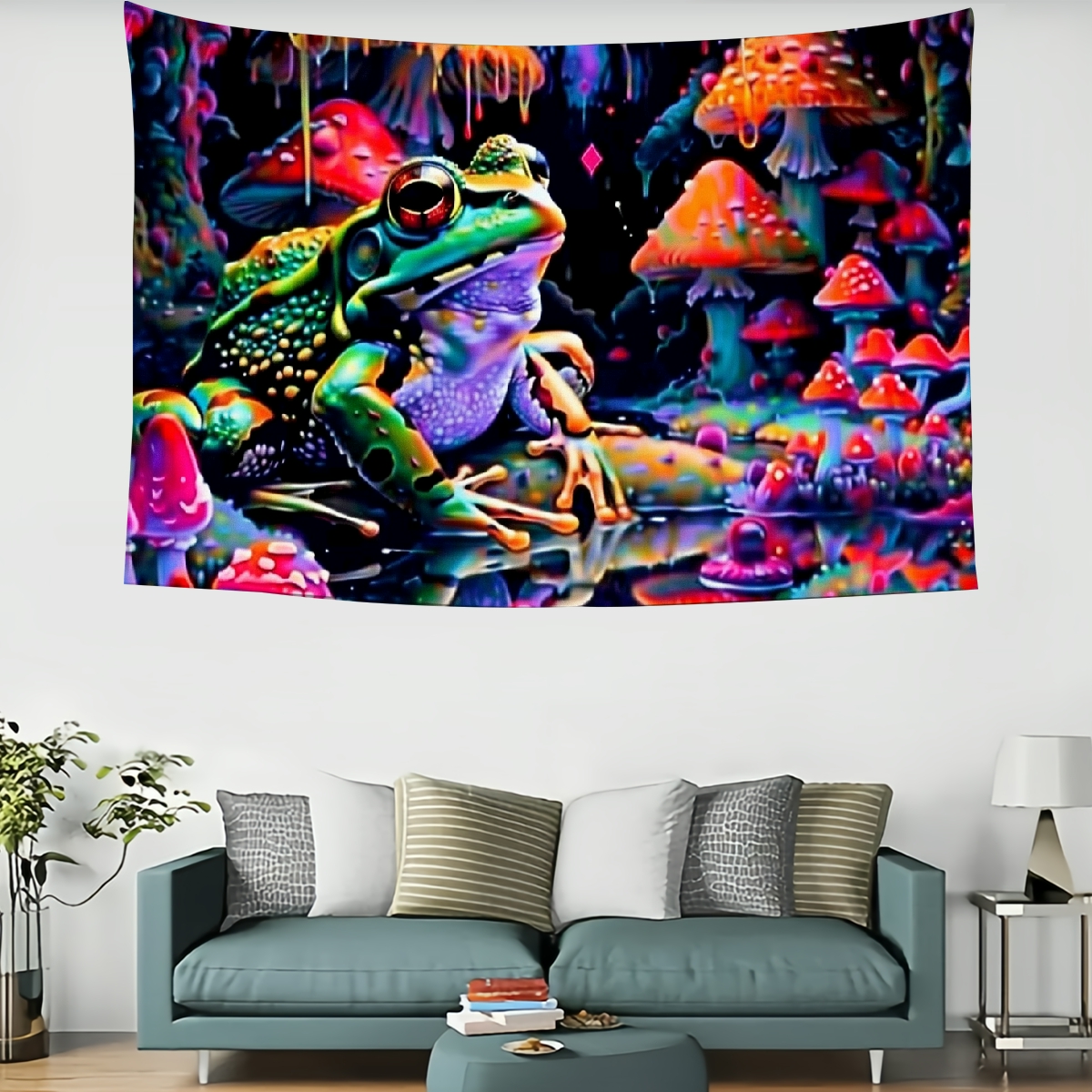 Shiartex Frog Mushrooms Tapestry 100% Polyester Wall Art Decoration for ...