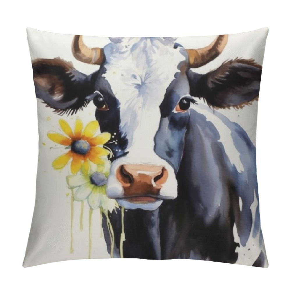 Shiartex Funny Cow Print Throw Pillow Cover Case for Couch Sofa Bed ...