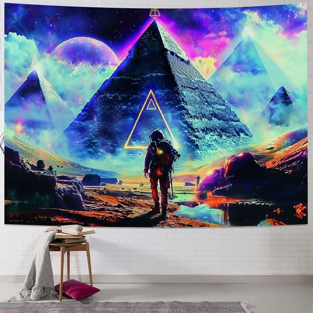 Shiartex Galaxy Space Tapestry Astronaut Tapestry Trippy Pyramid Planet ...