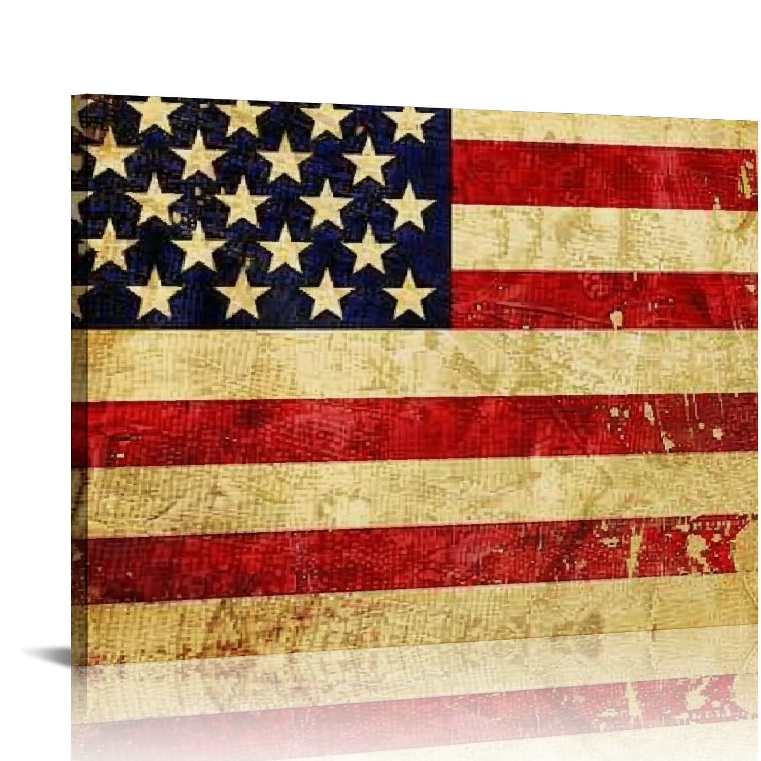 Shiartex Gallery Wrap Canvas Prints Vintage America Flag Canvas Wall ...
