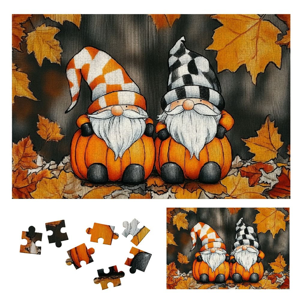 Shiartex Gnomes Autumn Pumpkin Wooden Jigsaw Puzzle for Adults Family ...