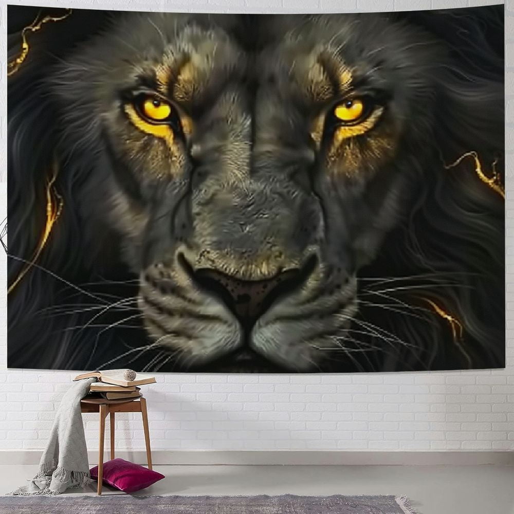 Shiartex Golden Cool Lion King Tapestry Wall Hanging Print African Lion ...