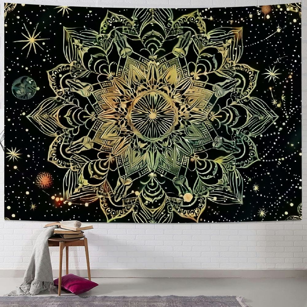 Shiartex Golden Mandala Tapestry Astrology Wall Hanging Wall Tapestry ...