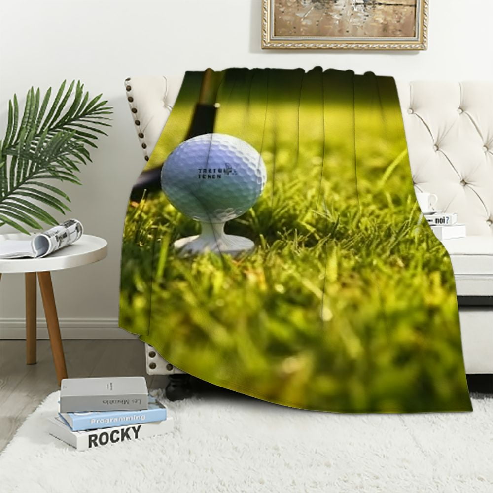 Shiartex Golf Ball Golf Club Green Grass Cozy Throw Blanket for Bedroom ...