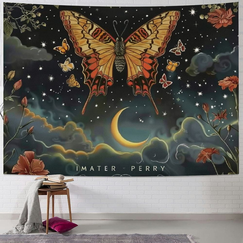 Shiartex Gothic Moth Tapestry Sun Moon Star and Florals Witchy Gifts ...