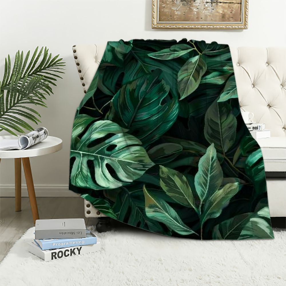 Shiartex Green Leaf Blanket Throw Tropical Plant Blanket Exotic ...