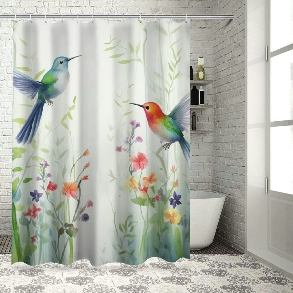 Shiartex Green Leaf Shower Curtain, Emerald Bird Mint Green Shower ...