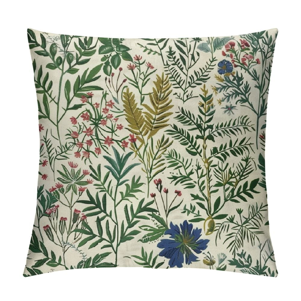 Shiartex Green Plant Pillow Covers Sage Green Botanical Fern Leaf ...
