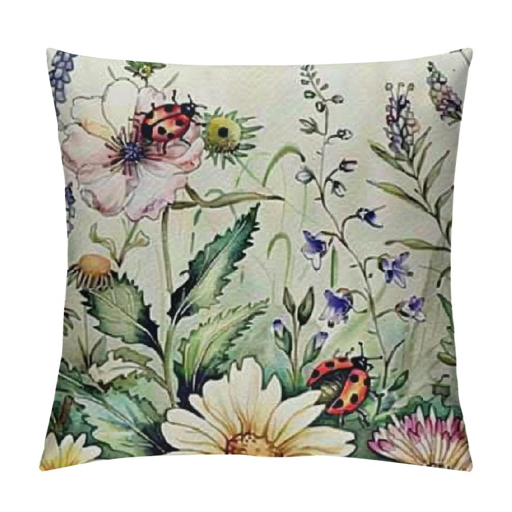 Shiartex Green Spring Pillow Covers 18x18 Inch Wildflower Floral Mason ...