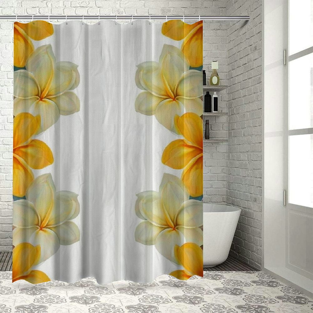 Shiartex Hawaiian Shower Curtain, Frangipani Blossoms Exotic Nature ...