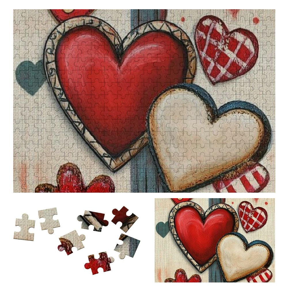 Shiartex Heart Cross Folk Art Wooden Jigsaw Puzzle for Adults ...