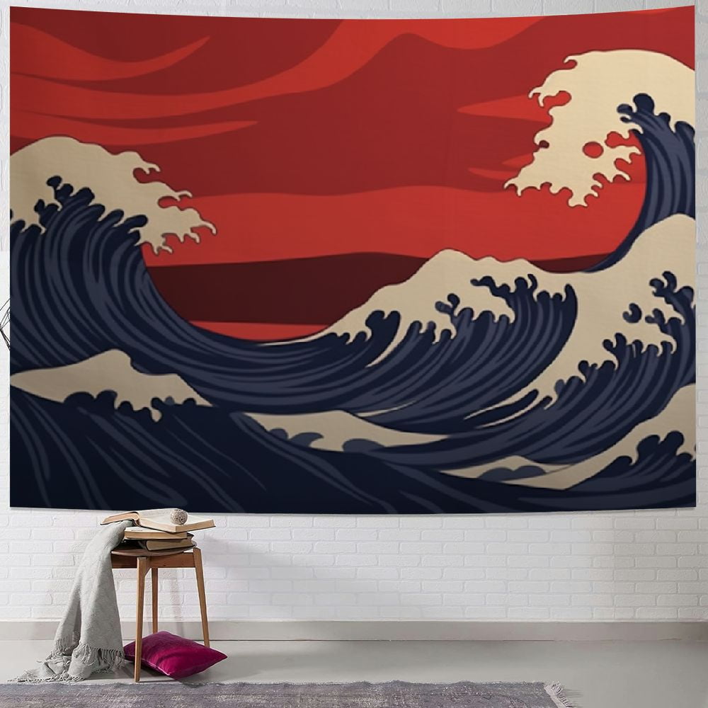 Shiartex Heavy Duty Artistic Navy Blue Japanese Asian Style The Great ...