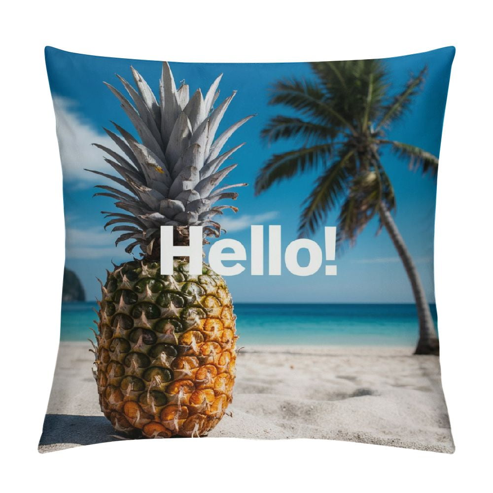 Shiartex Hello Summer Pillow Covers Beach Theme Decorative Throw Pillow ...