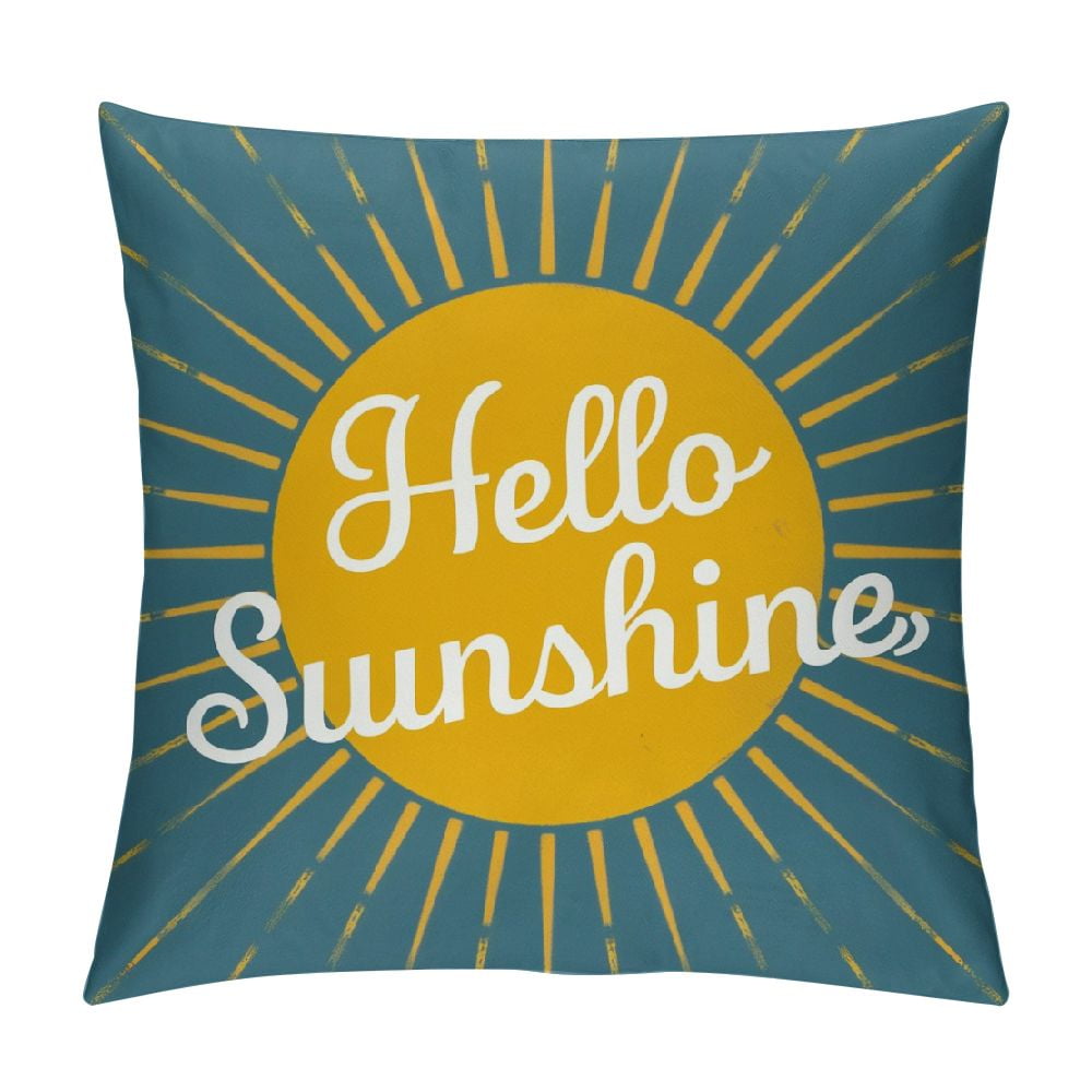 Shiartex Hello Sunshine Pillow Cover Farmhouse Yellow Lumbar Pillow ...