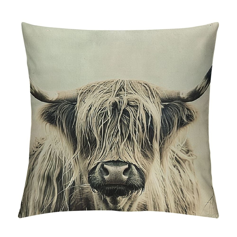Shiartex Highland Cow Pillow Cover，Multi Size Cow Home Decorative ...