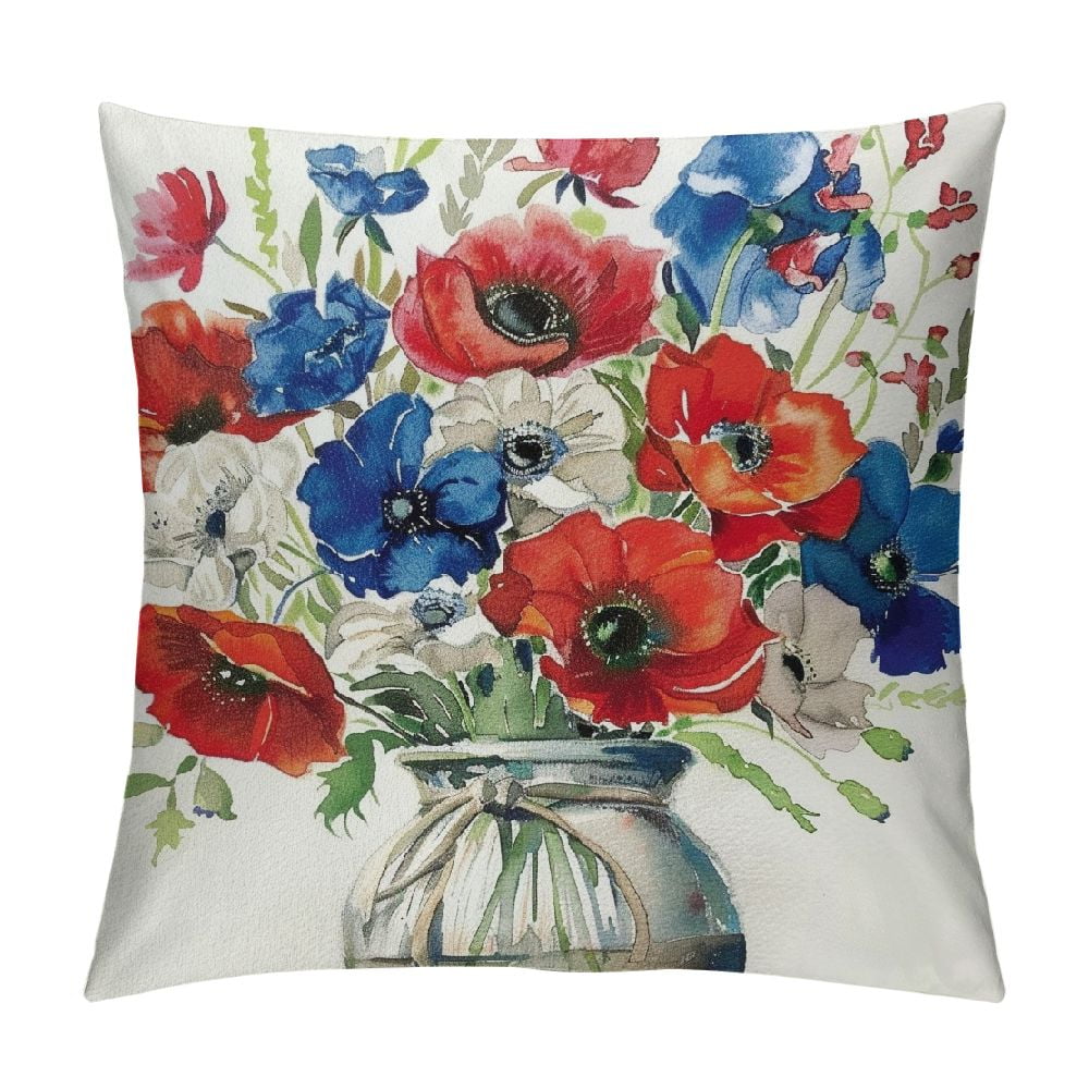 Shiartex Home Sweet Home Poppy Throw Pillow Covers, Spring Summer ...