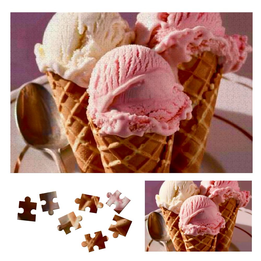 Shiartex Ice Cream Waffle Cone Wooden Jigsaw Puzzle for Adults ...