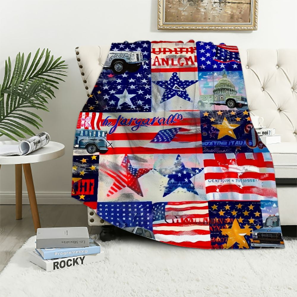 Shiartex Independence Day Patriotic Blanket,American National Flag Red ...