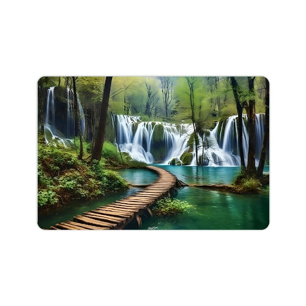 Shiartex Indoor Outdoor Front Door Bathroom Mats Waterfall Wooden Path ...