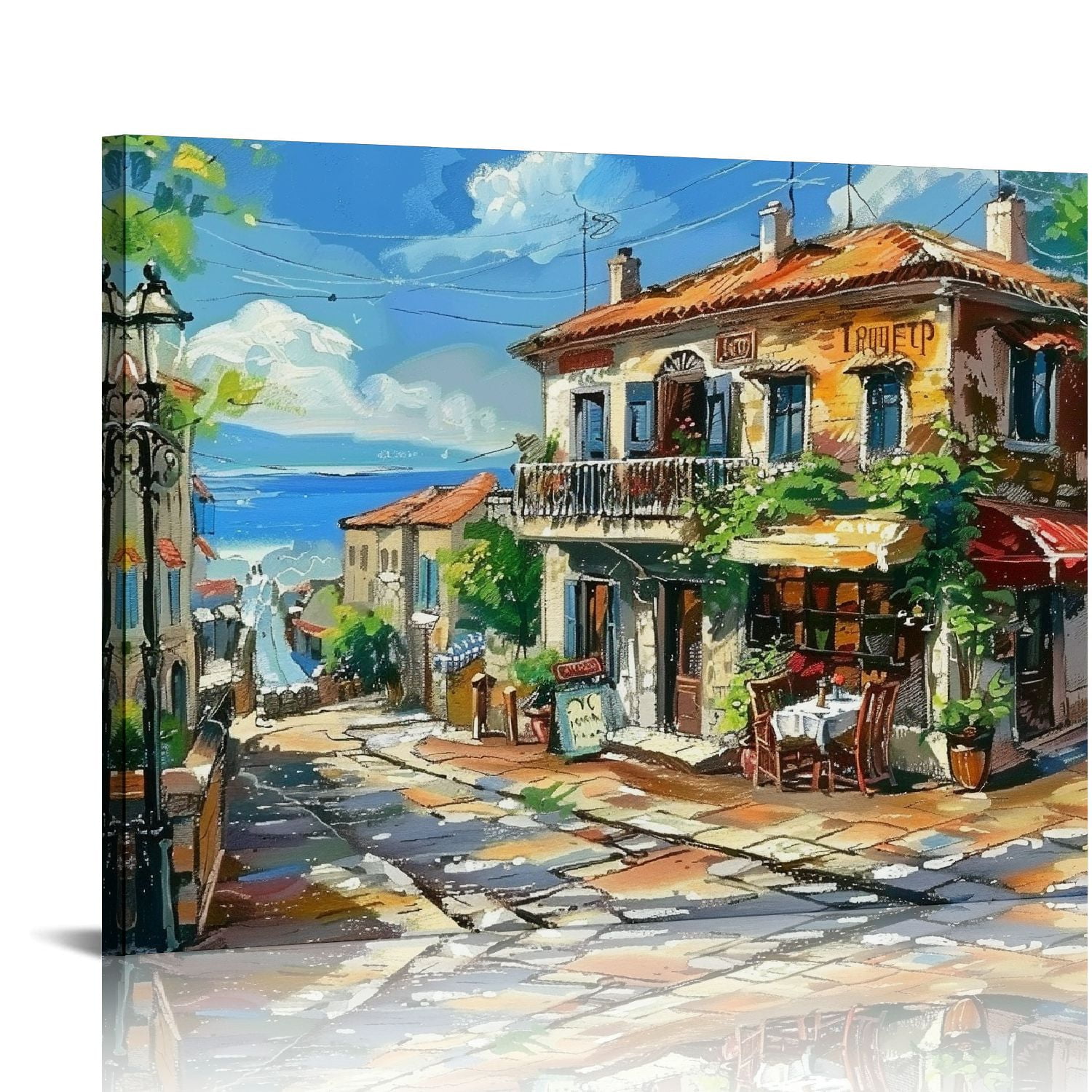 Shiartex Italian Cityscape Abstract Wall Art Artwork: Mediterranean ...