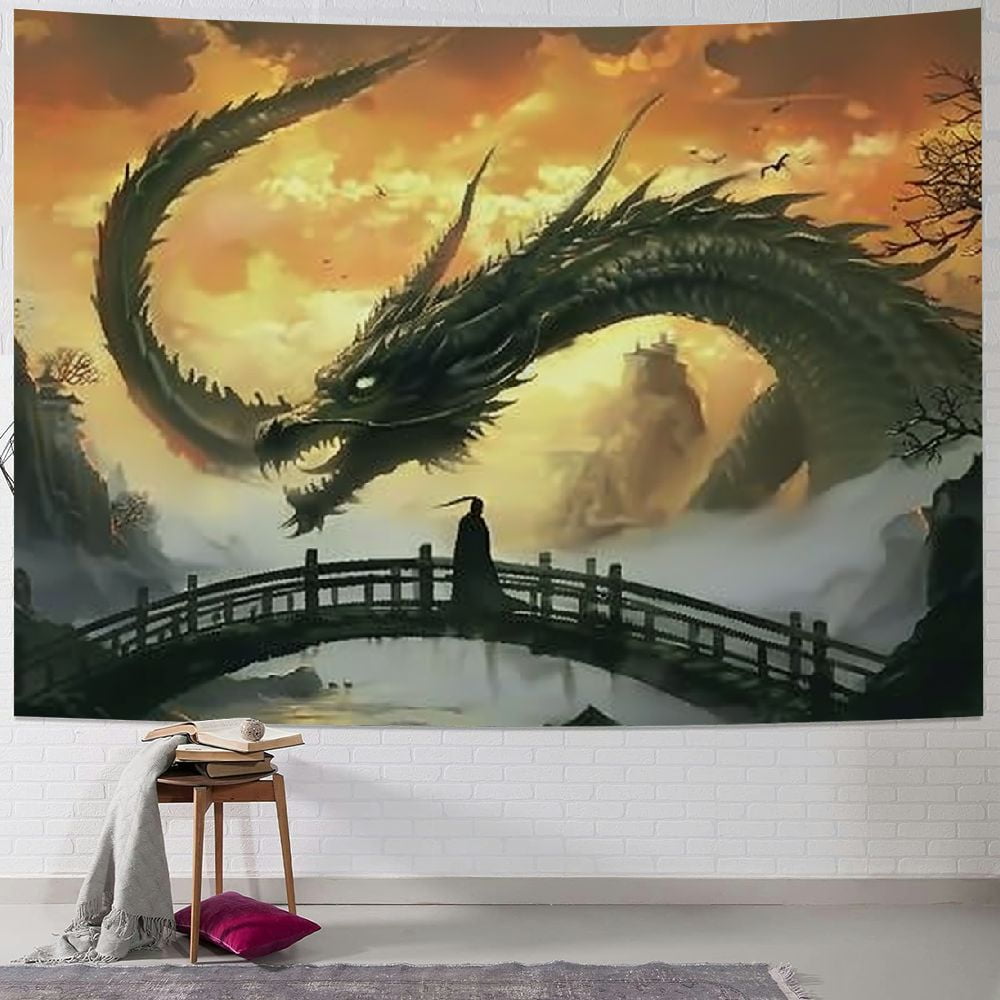 Shiartex Japanese Dragon Tapestry Anime Samurai Tapestry Japanese Style ...