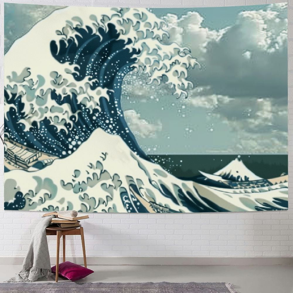 Shiartex Japanese Ocean Wave Tapestry Wall Hanging, Asian Anime Mount ...