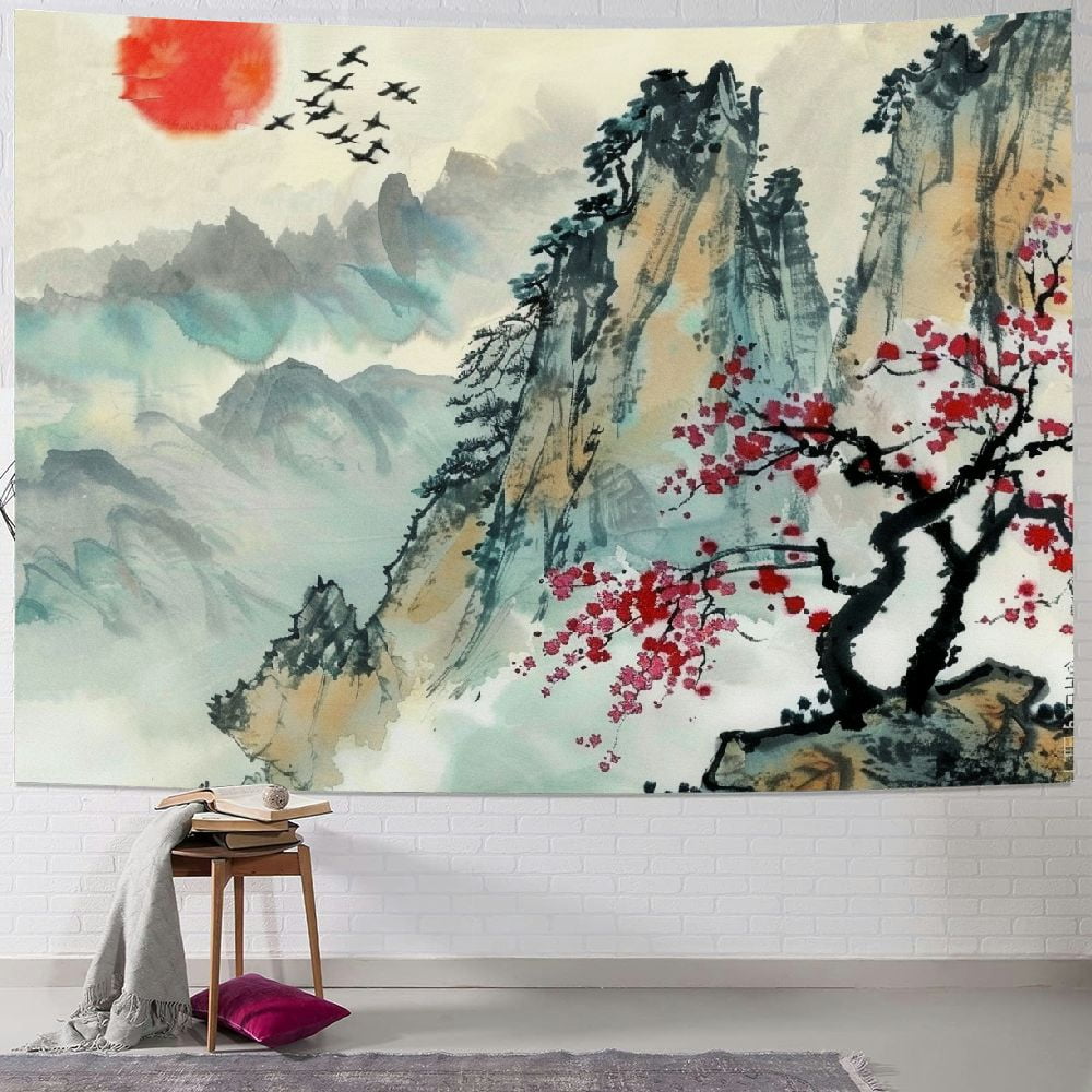 Shiartex Japanese Tapestry, Cherry Blossom Tapestry, Asian Japanese ...