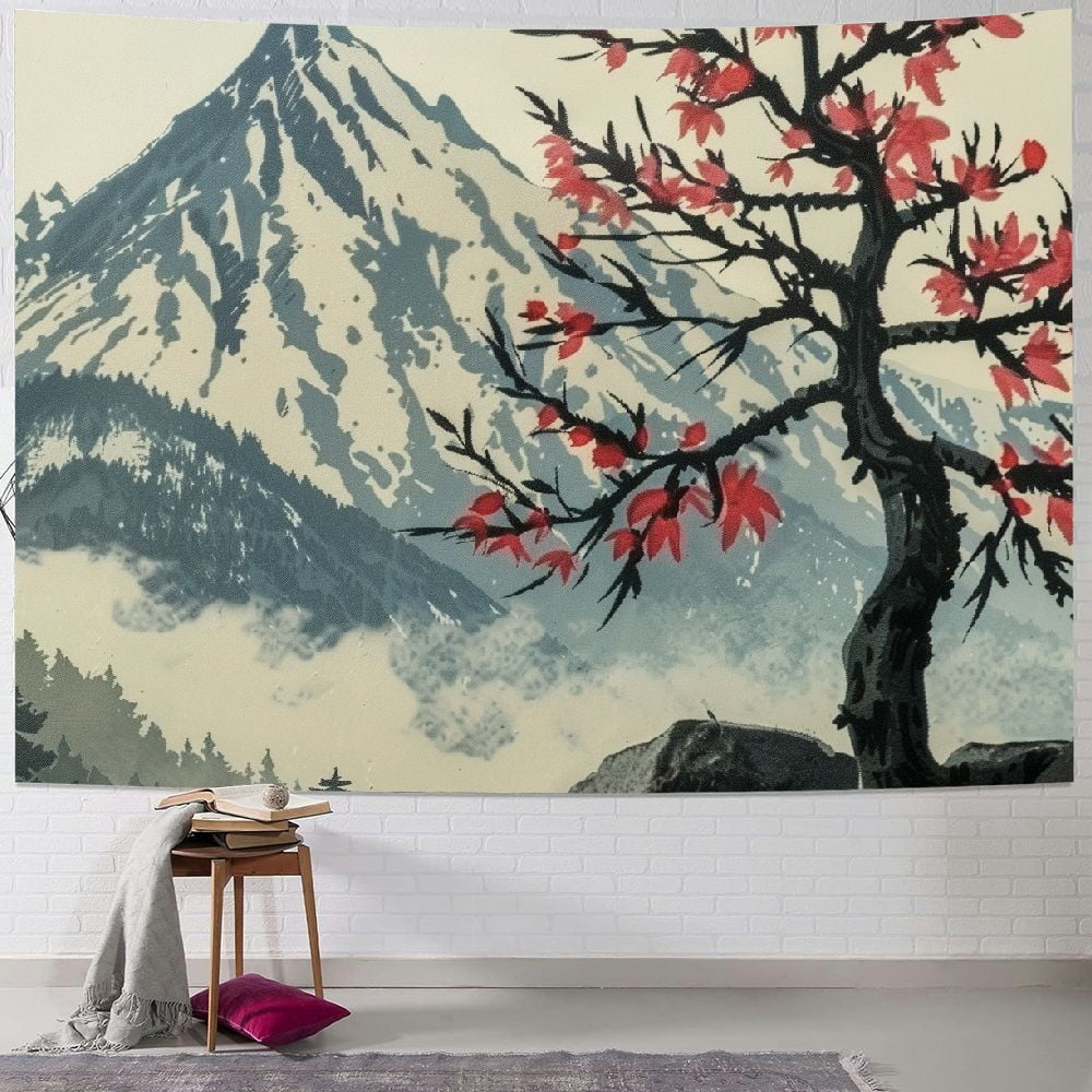 Shiartex Japanese Tapestry Wall Hanging Asian Anime Mount Fuji Red Sun ...