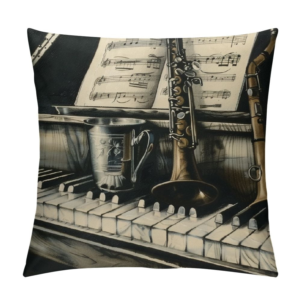 Shiartex Jazz Music Throw Pillow Cushion Cover, Illustration of Musical ...