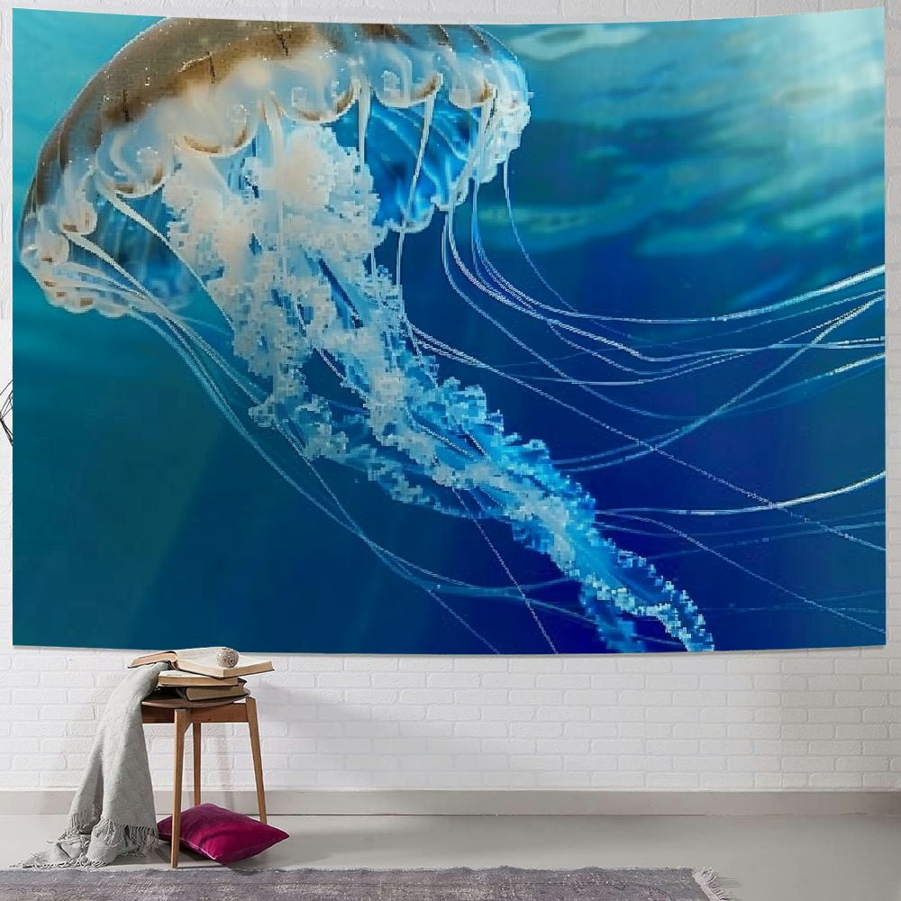 Shiartex Jellyfish Tapestry, Blue Spotted Jelly Fish Aquarium Life ...