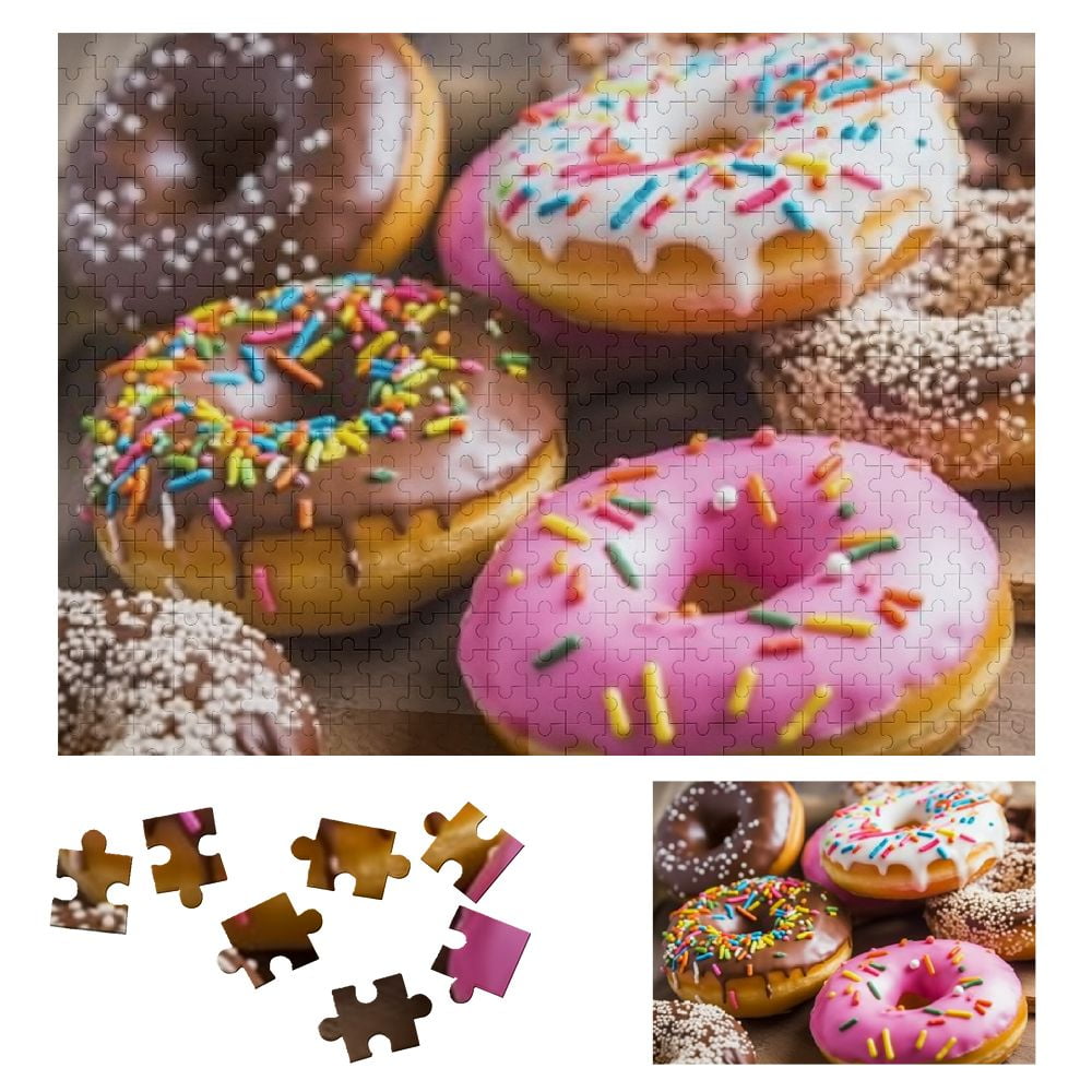 Shiartex Jigsaw Puzzle, Colorful Donuts with Sprinkles and Frosting on ...