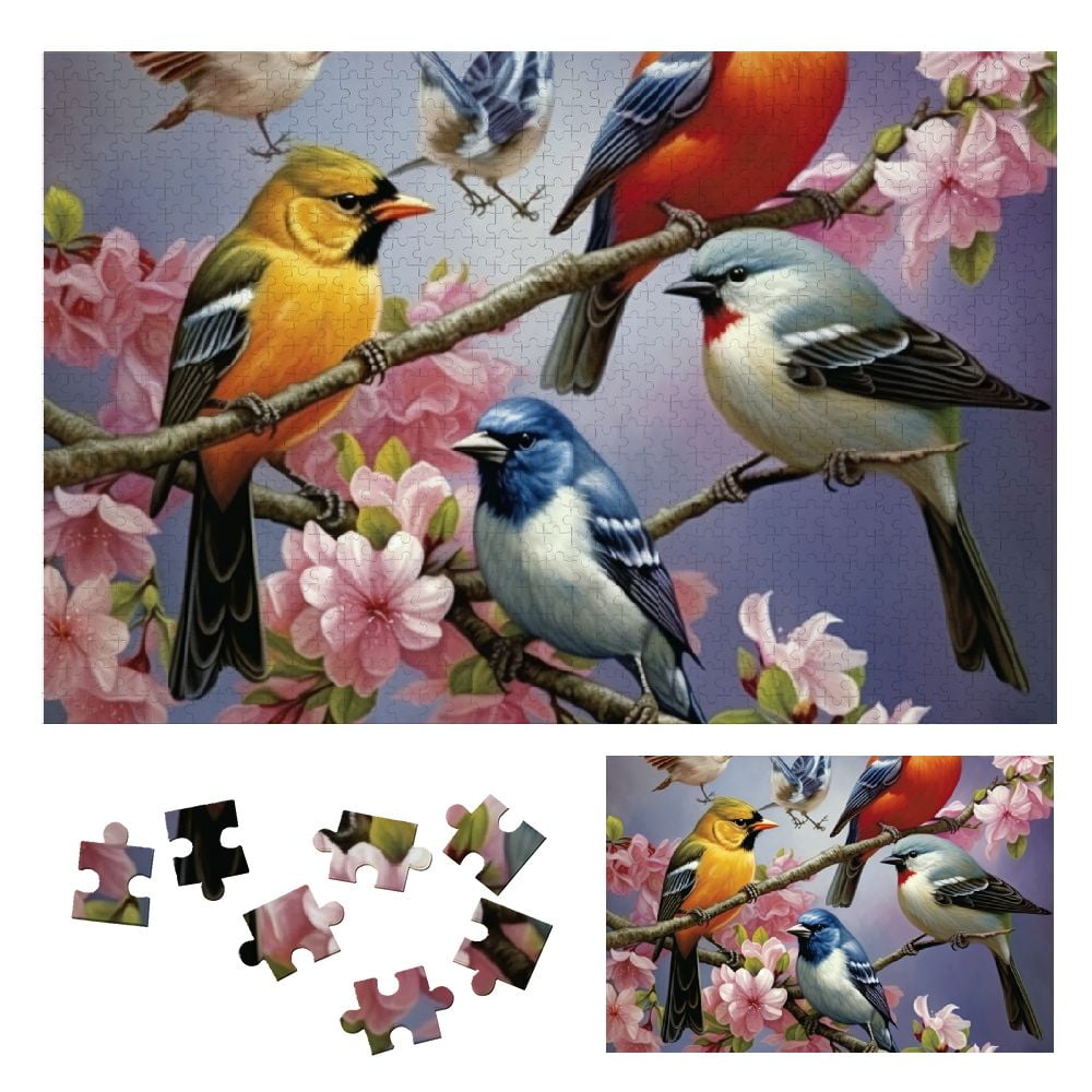 Shiartex Jigsaw Puzzle for Adults- Birds On A Flowering Branch ...