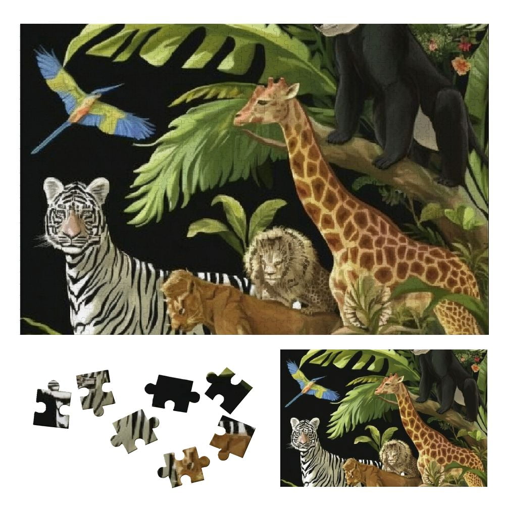 Shiartex Jungle Animals Print Wooden Jigsaw Puzzle for Adults and Kids ...